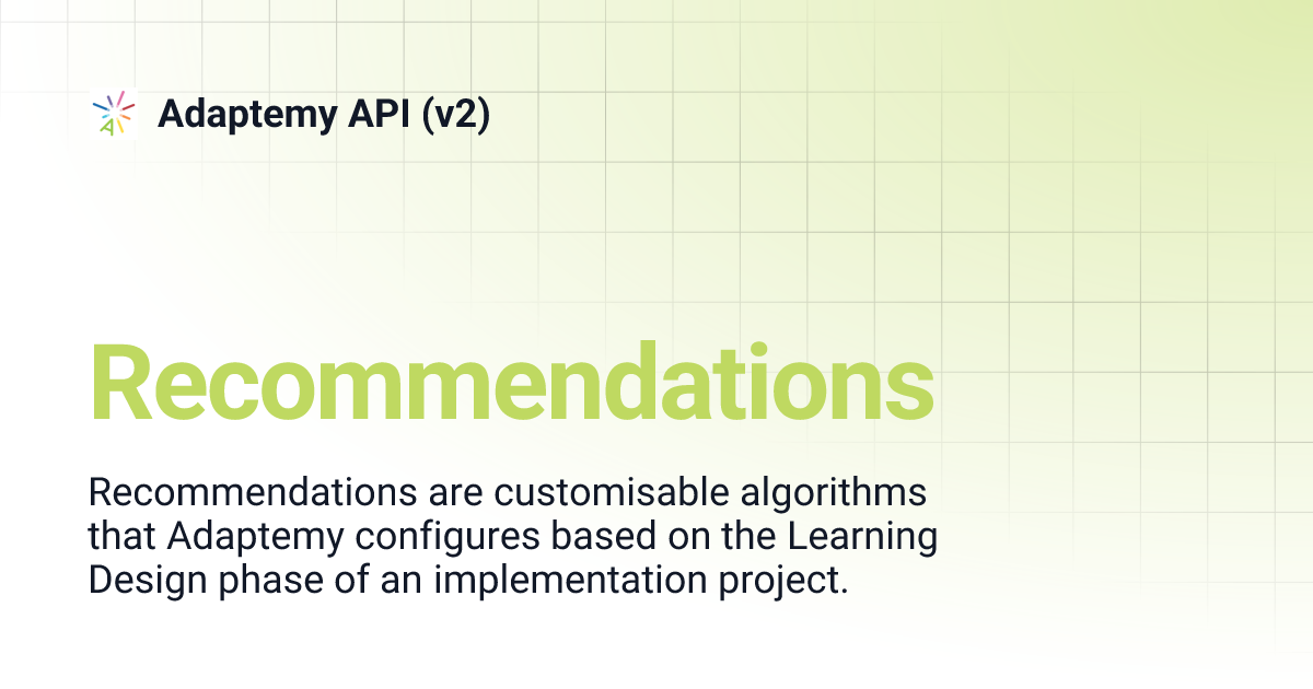 Recommendations | Adaptemy API (v2)
